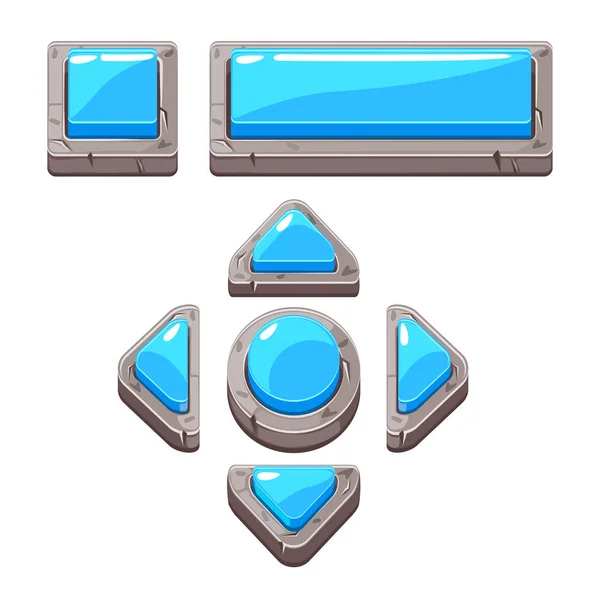 Botones de piedra de dibujos animados azules para el juego o el diseño ...