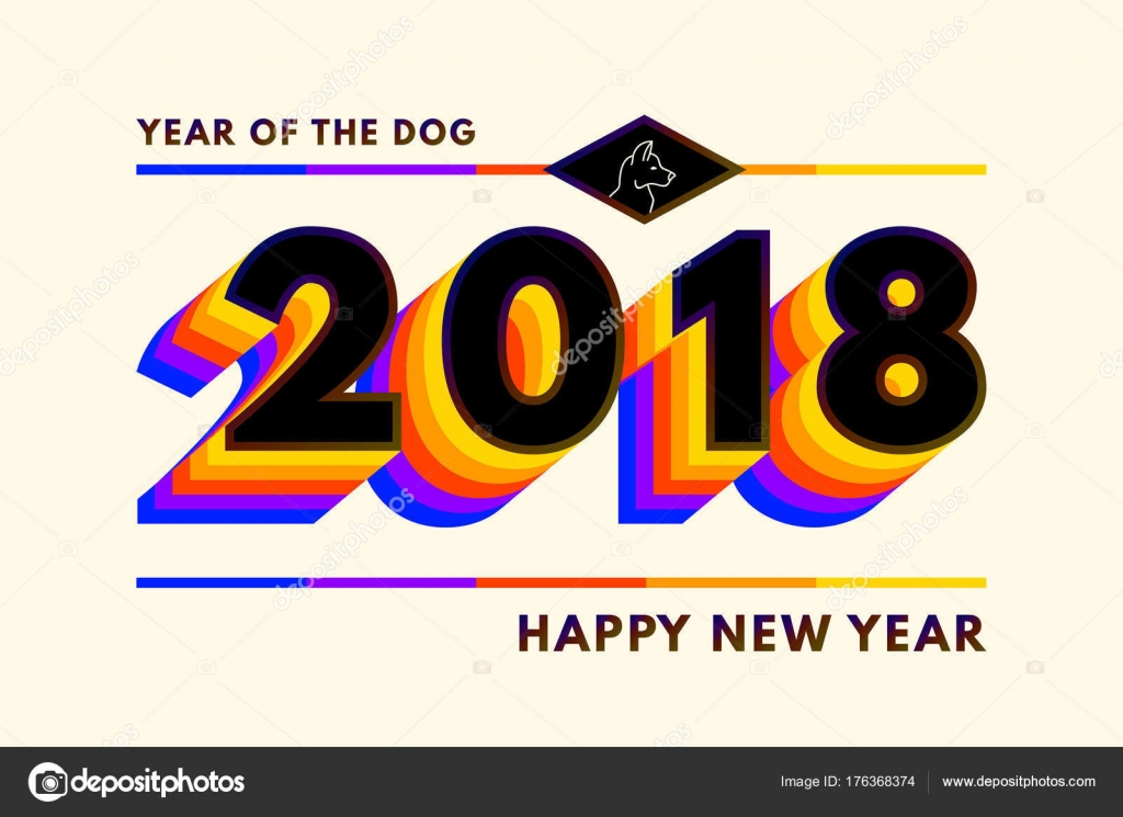 Vector 2018 Text Design retro style. for presentations, flyers ...