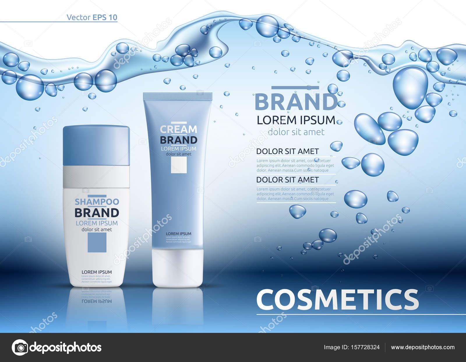 Aqua Moisturizing cosmetic ads template. Hydrating facial or body ...