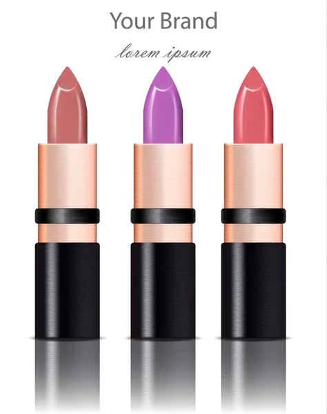 Red lipstick Realistic Vector on white background. Cosmetics packaging ...