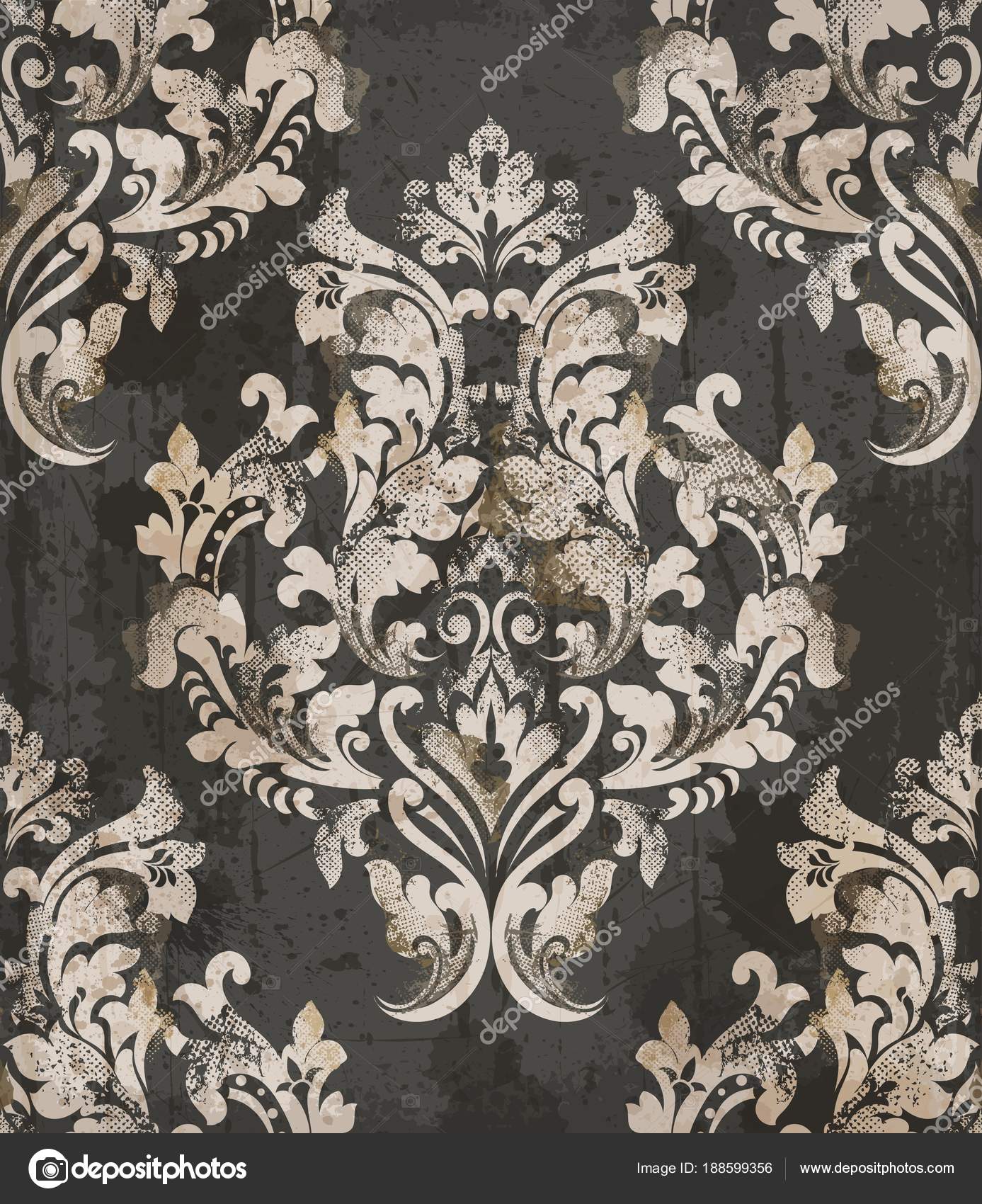 Baroque pattern fabric | Damask old pattern ornament decor Vector ...