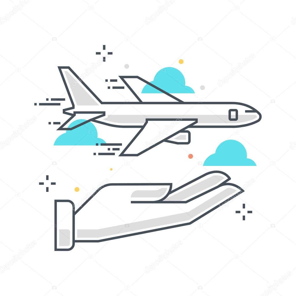 Color line, plane insurance concept Stock Vector by ©Howcolour #126385156