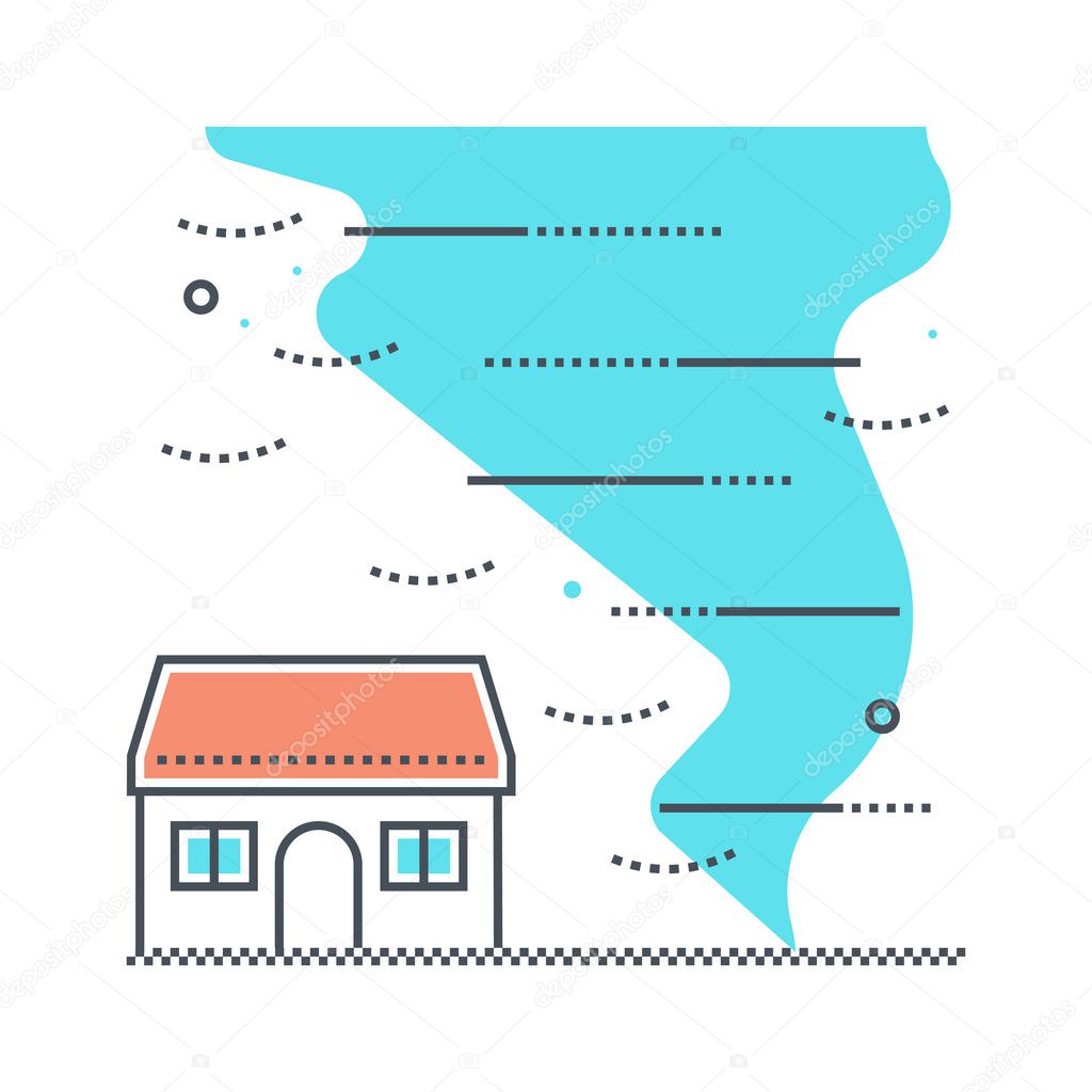 Color line, storm insurance concept illustration, icon Stock Vector ...