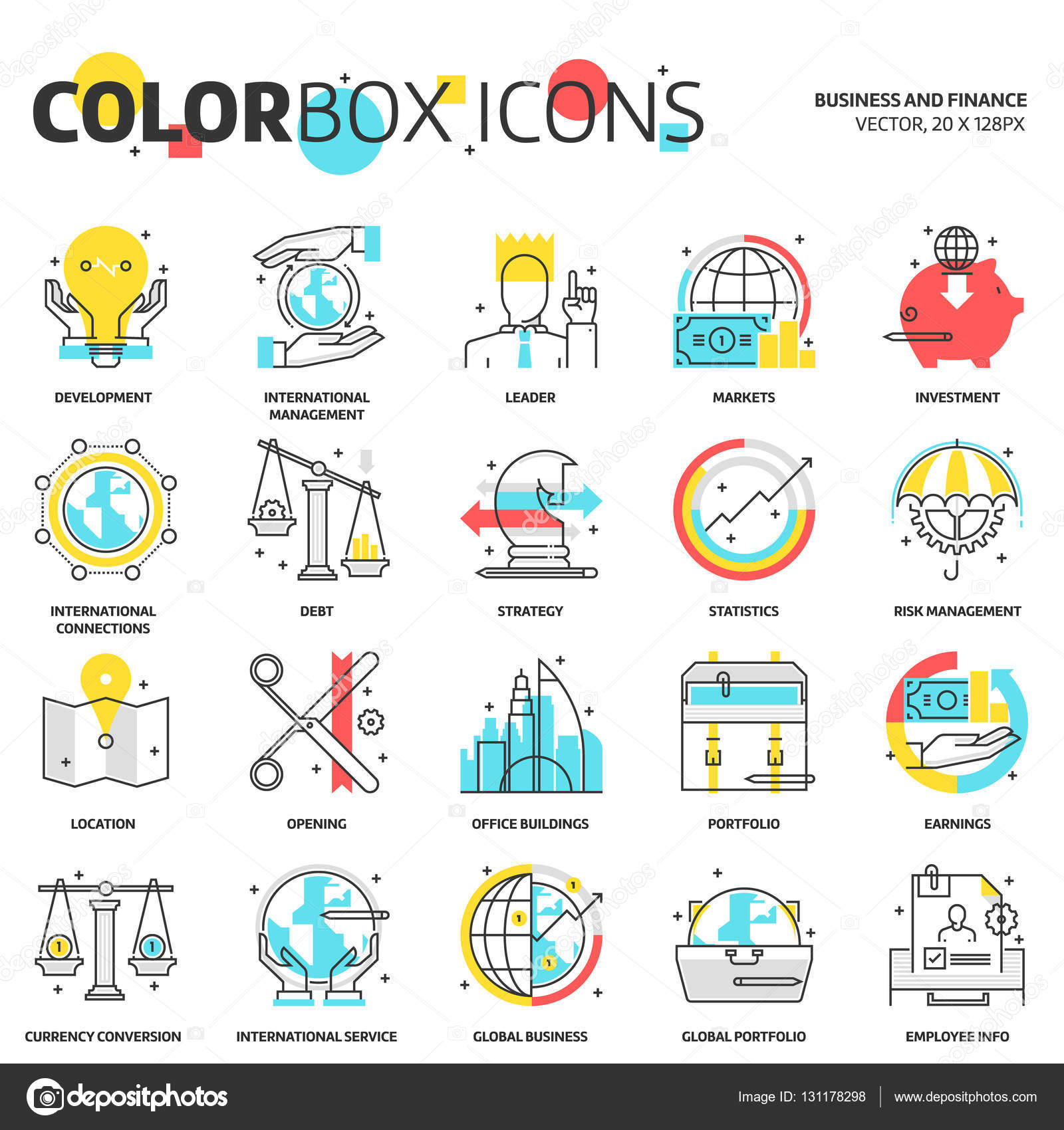 Color box icons, business and finance concept Stock Vector by ...
