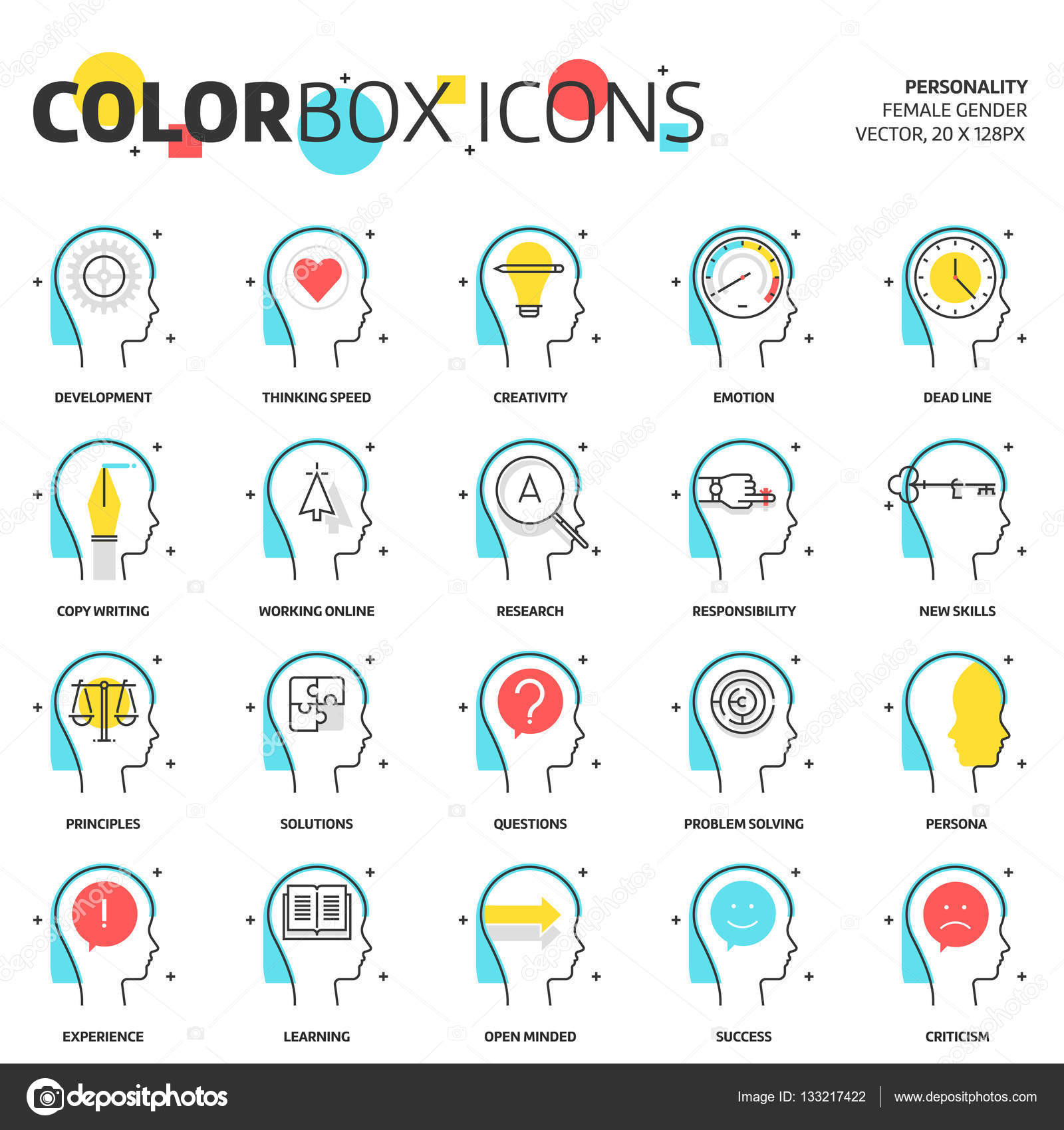 Color box icons, business and personality concept Stock Vector Image by ...