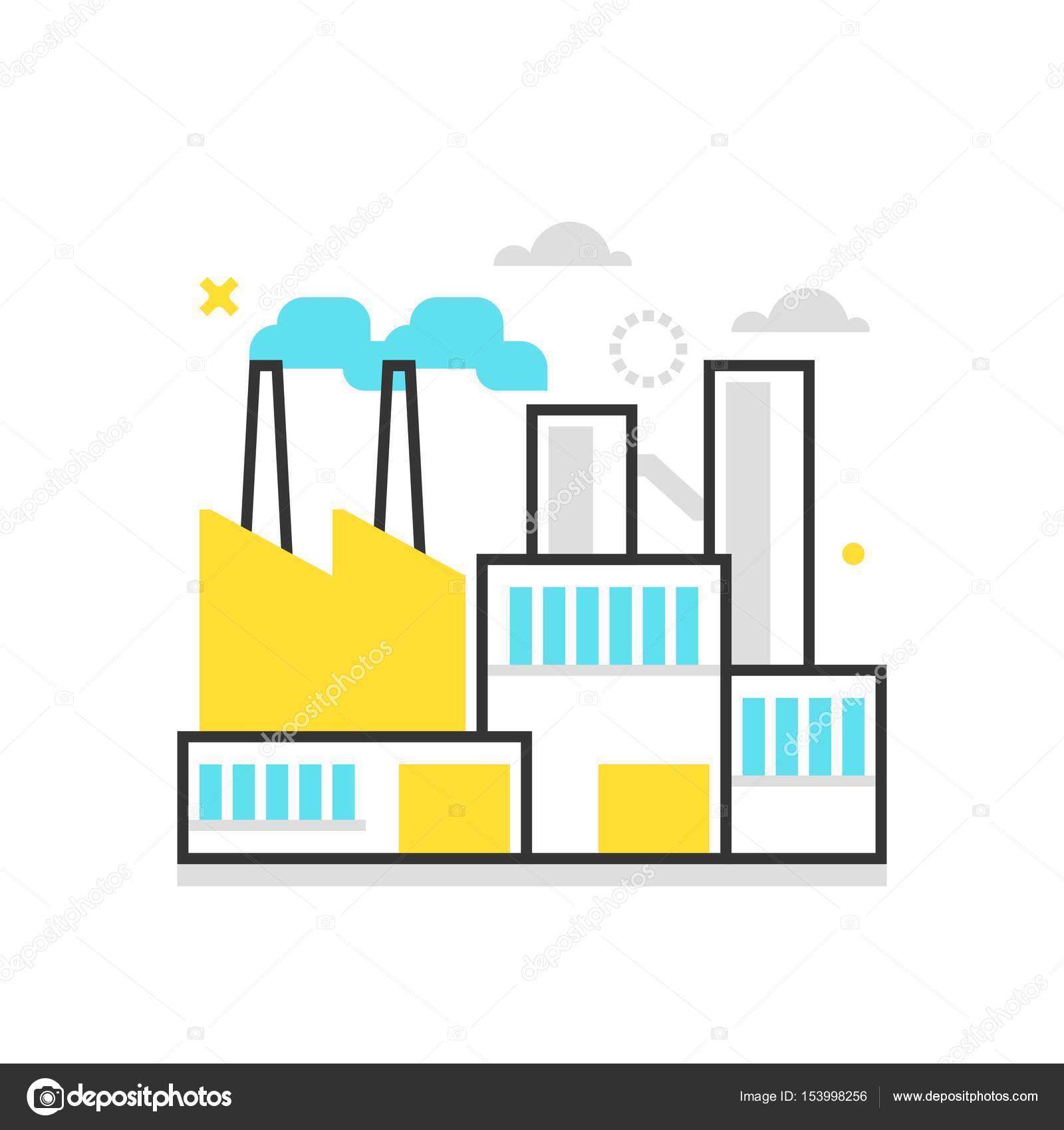 Color box icon, factory building illustration, icon — Stock Vector ...