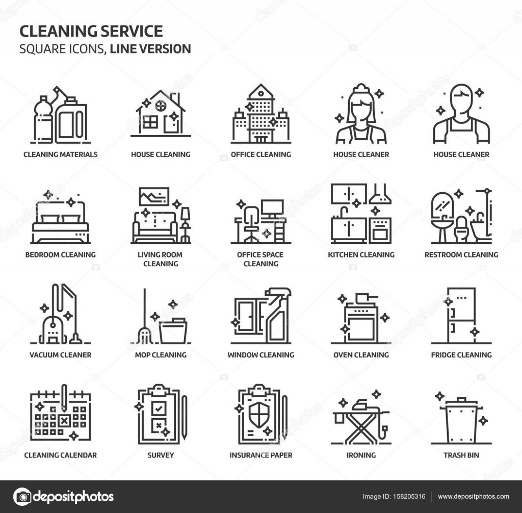 House cleaning service, square icon set Stock Vector Image by ...