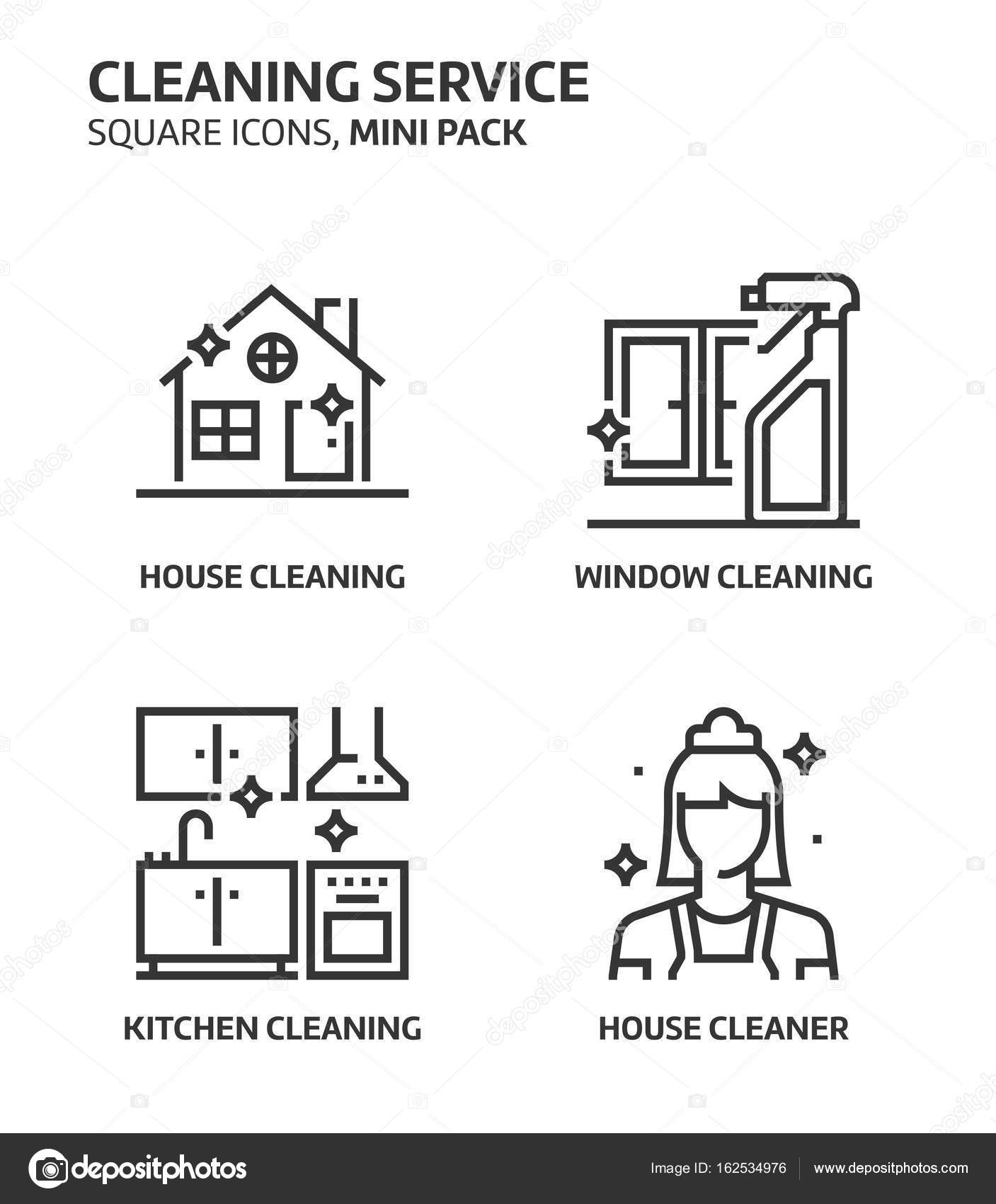 Cleaning service, square mini icon set. Stock Vector Image by ...