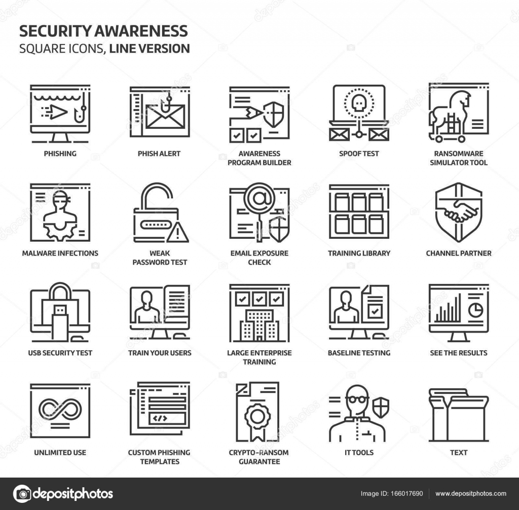 Security awareness, square icon set Stock Vector Image by ©Howcolour ...