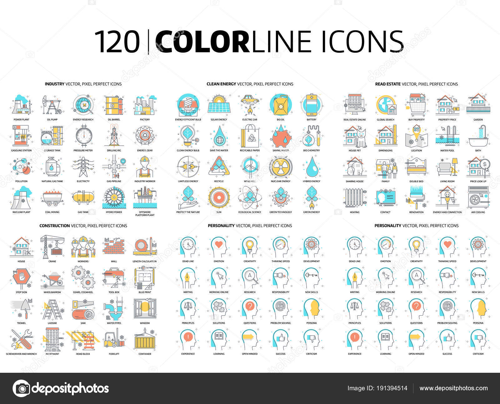 120 Color line icons Stock Vector by ©Howcolour 191394514
