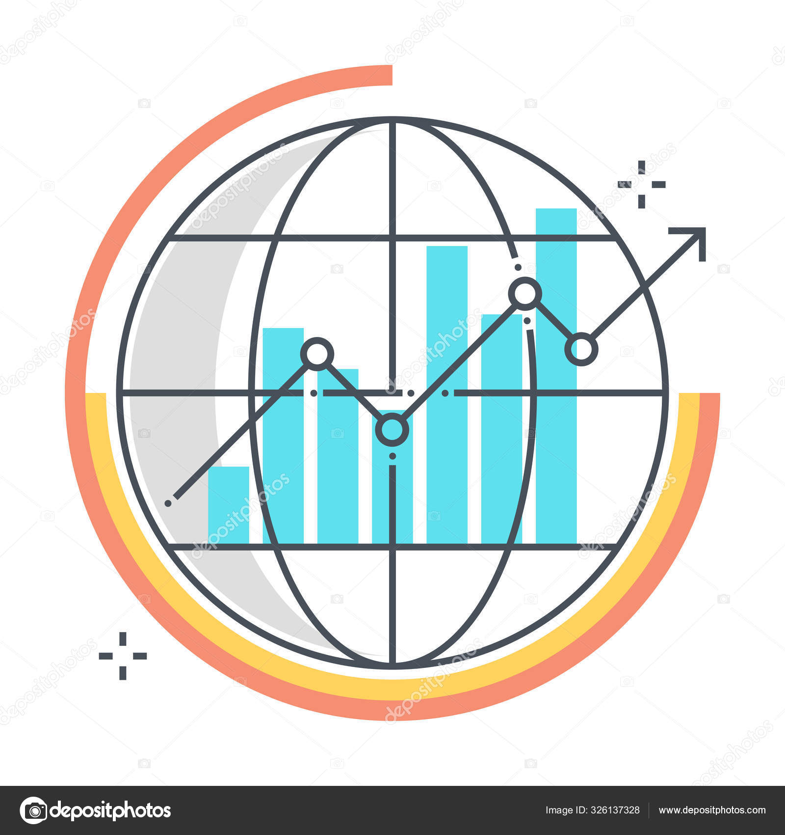 Global statistics related color line vector icon, illustration Stock ...
