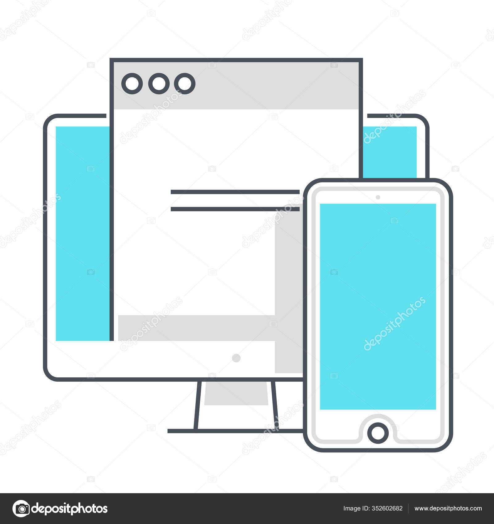 Desktop Browser Related Color Line Vector Icon Illustration Icon Mobile ...