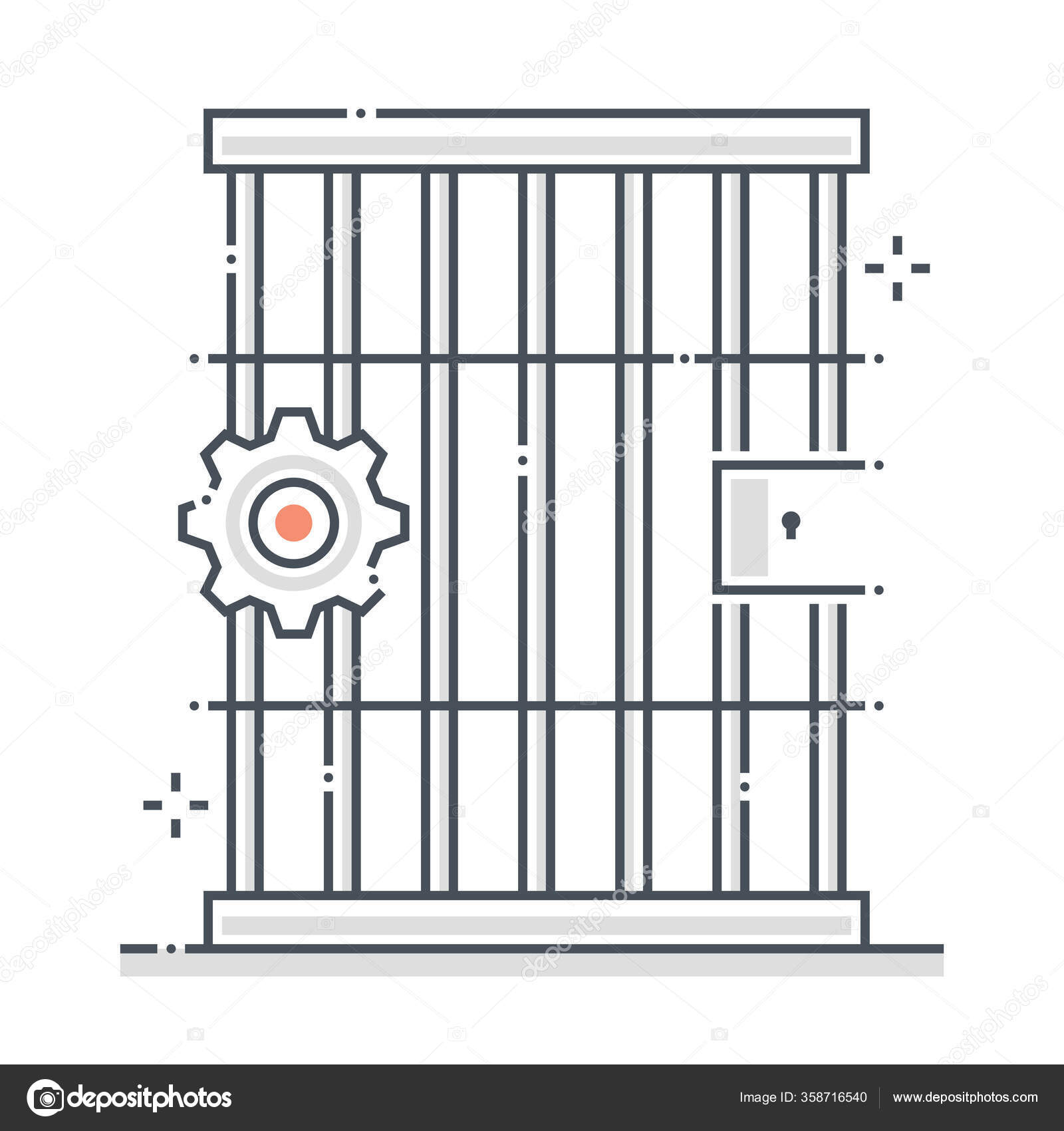 Jail Related Color Line Vector Icon Illustration Icon Prison Punishment ...