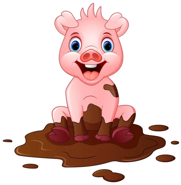 Pig in mud Vector Art Stock Images | Depositphotos