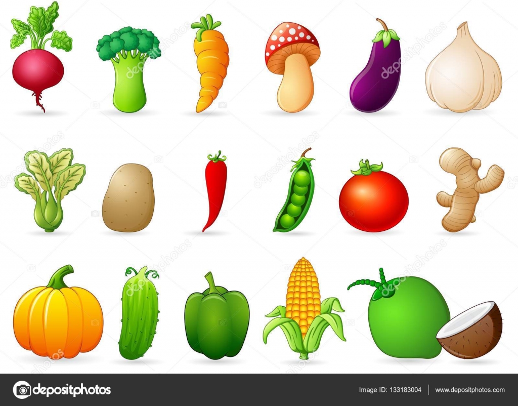 Caricatura de verduras frescas Vector de stock #133183004 de ©dualoro