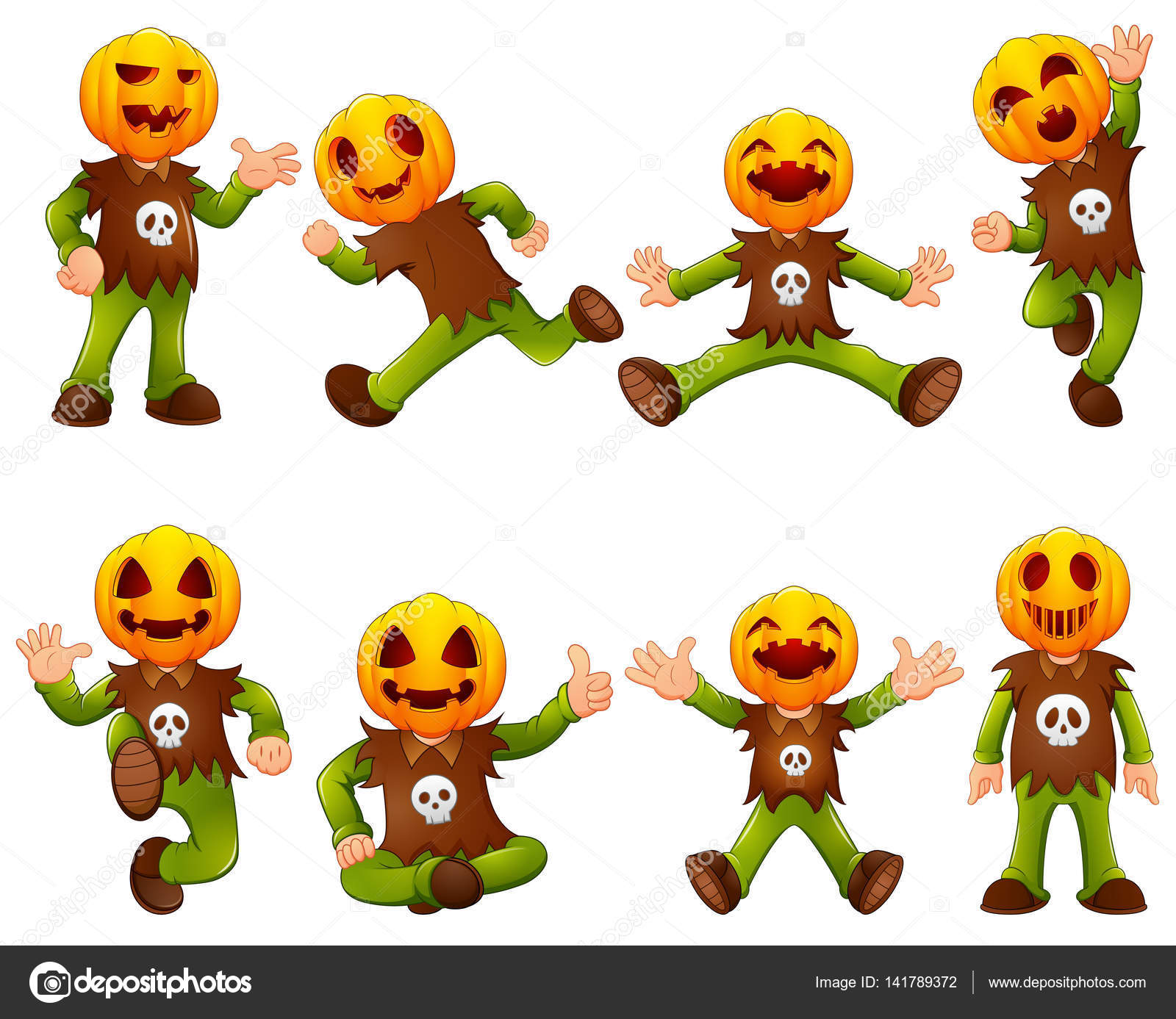 Set of Kid wearing pumpkin mask Stock Vector Image by ©dualoro #141789372