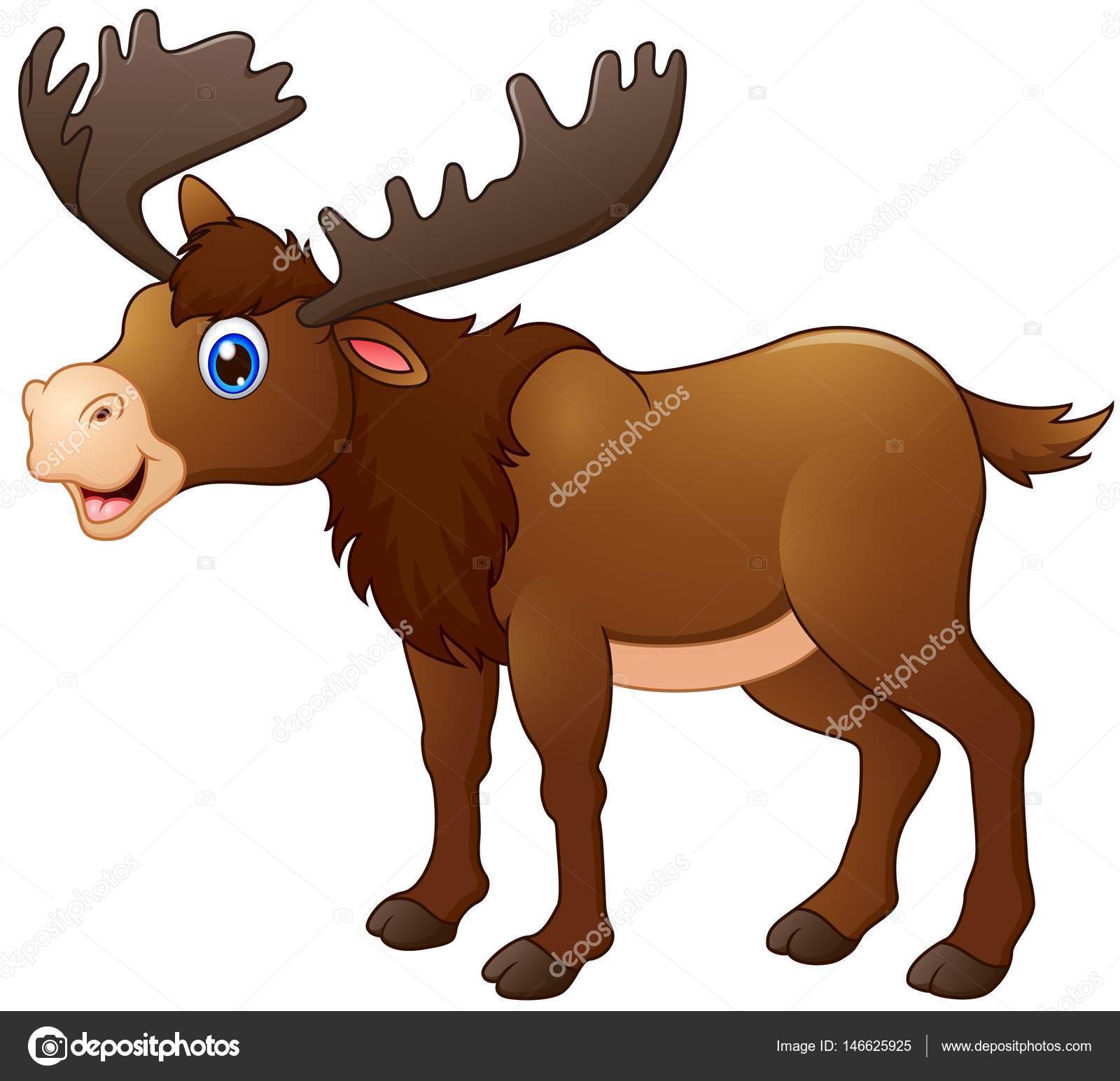 Cute Moose Cute Moose In Flat Style. Stock Vector. Illustration Of