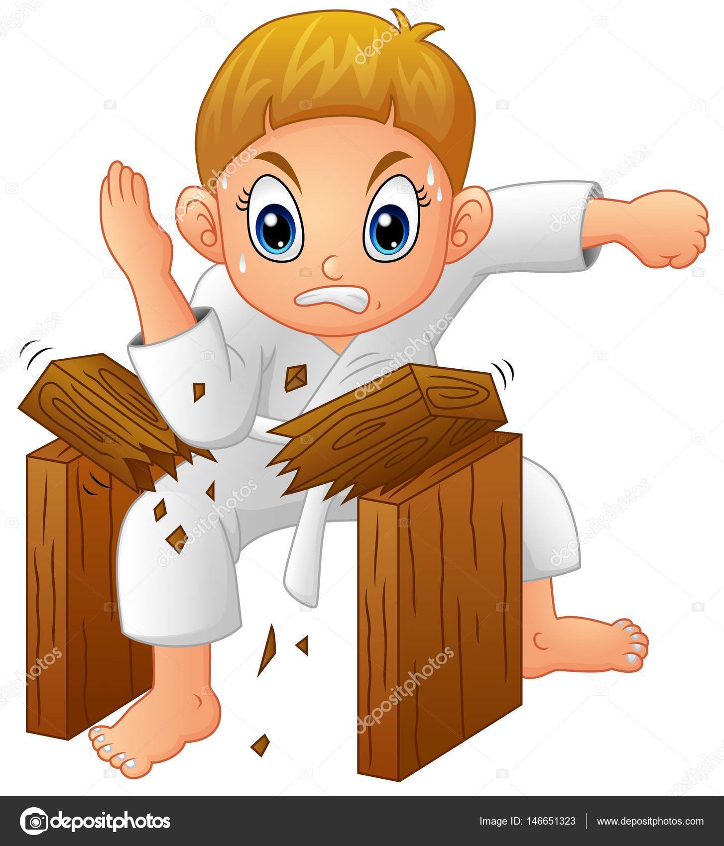 Cartoon Young boy breaking board — Stock Vector © dualoro #146651323