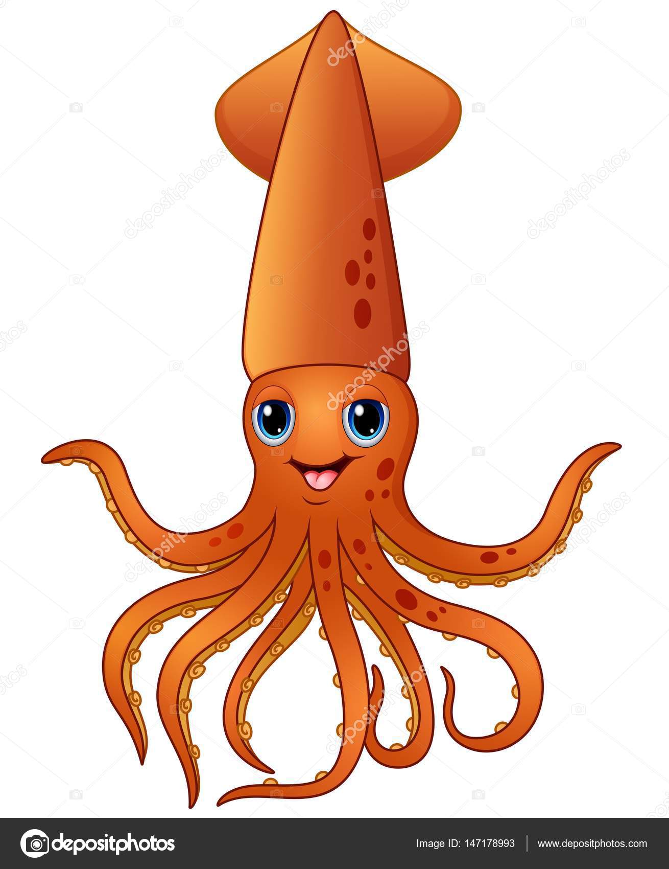 Feliz calamar de dibujos animados Imagen Vectorial de © dualoro ...