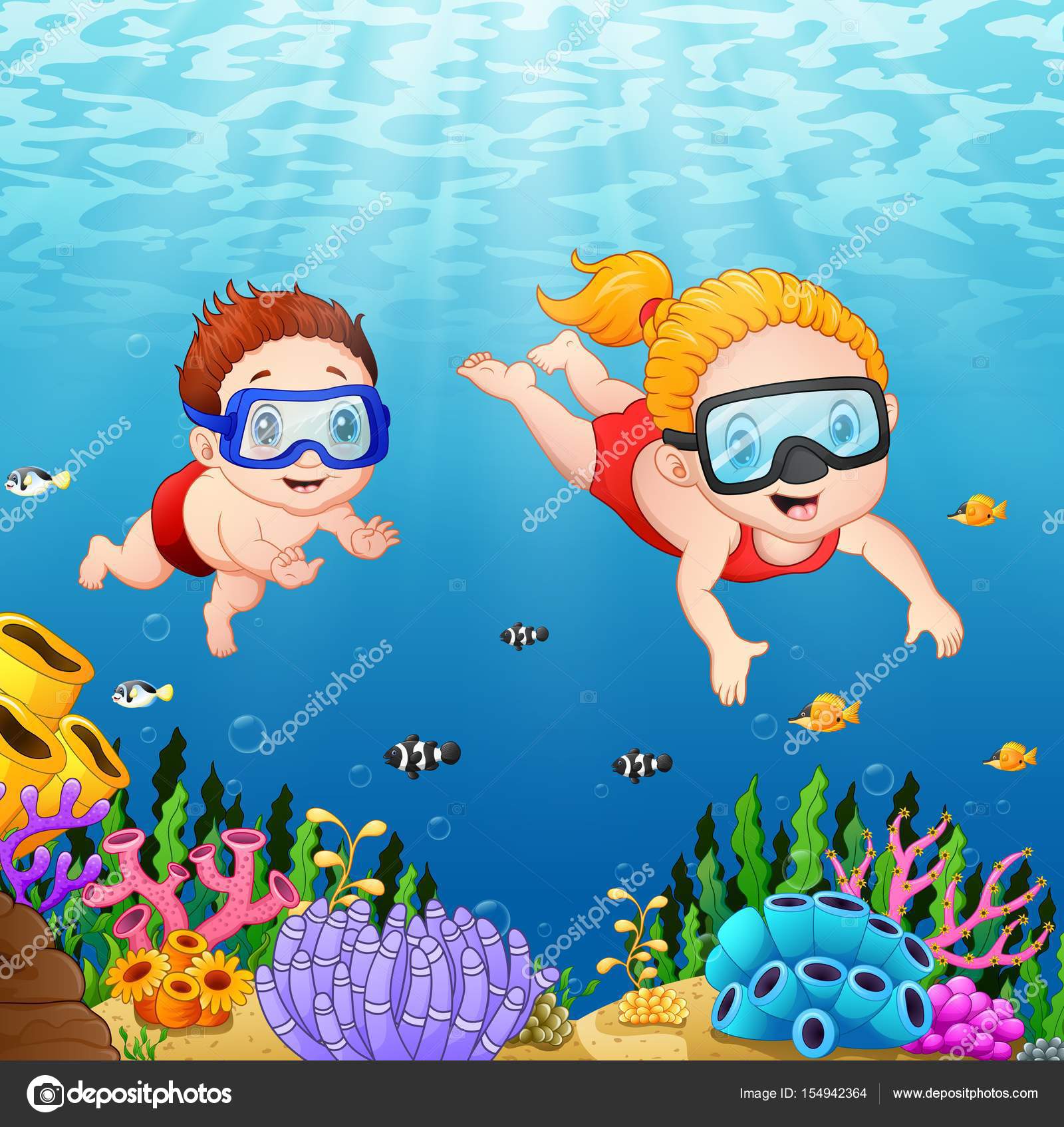 Kid Diving Clipart