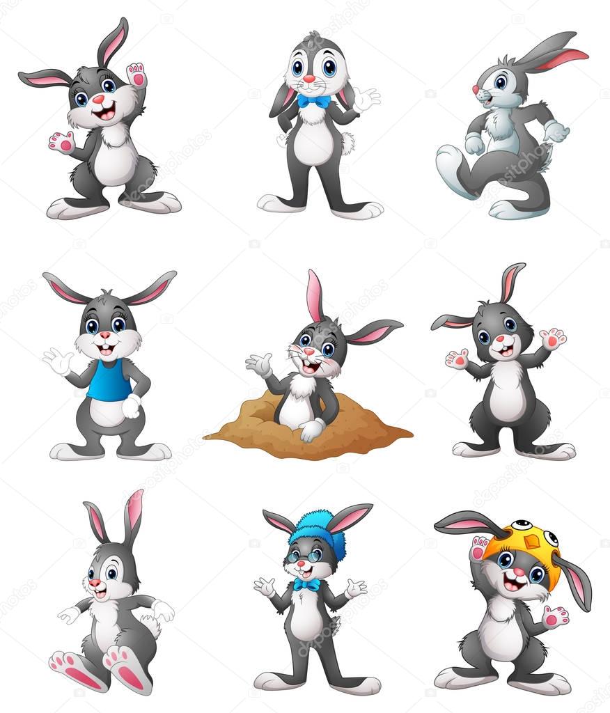 Caricature de lapins mignons ensemble — Image vectorielle dualoro ...
