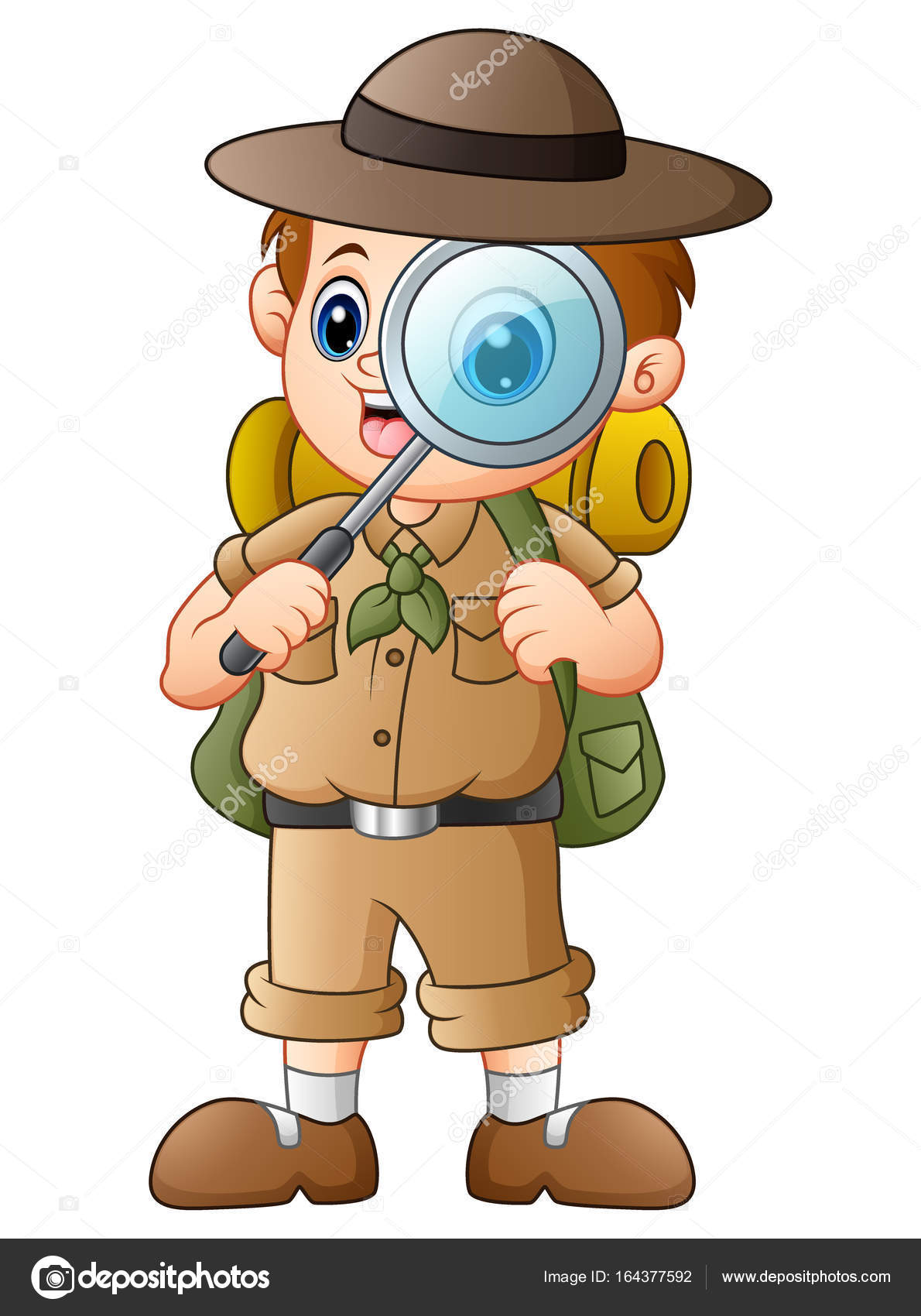 Boy explorer with magnifying glass — Stock Vector © dualoro #164377592