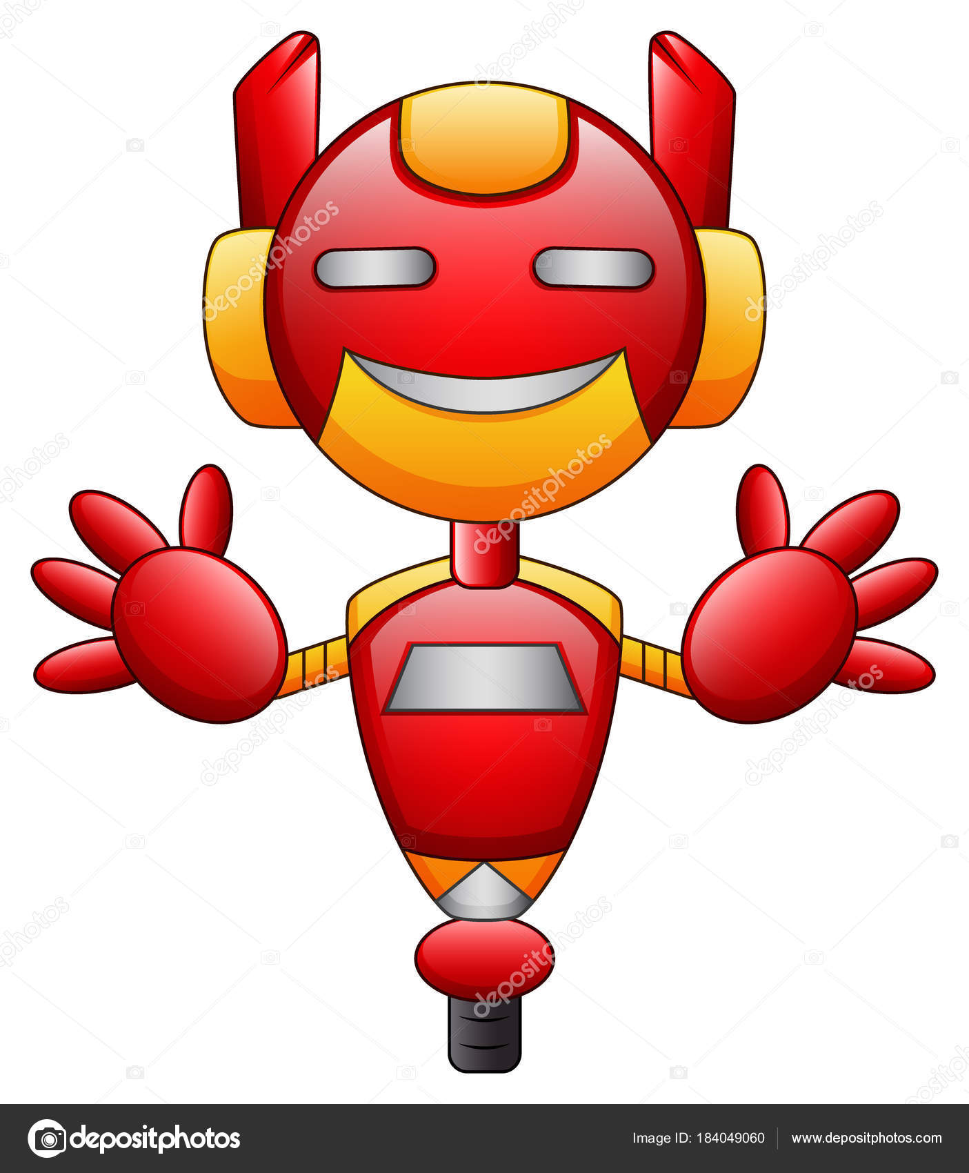 Vector Illustration Red Robot Cartoon Character Isolated White ...