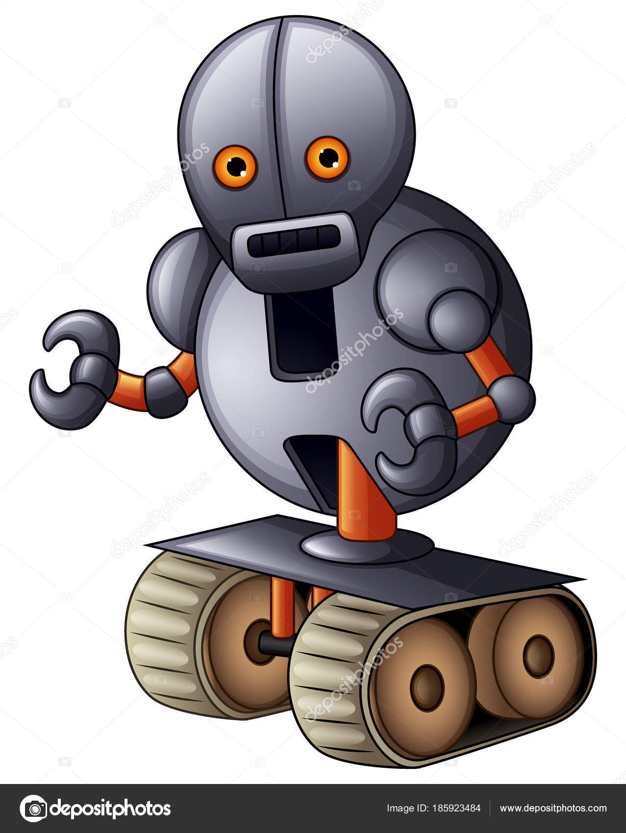 Vector Illustration Gray Robot Cartoon Isolated White Background Stock ...