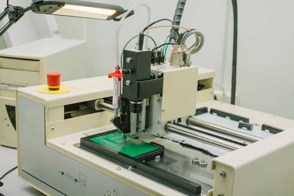 Microchip production factory. Technological process. Assembling the ...