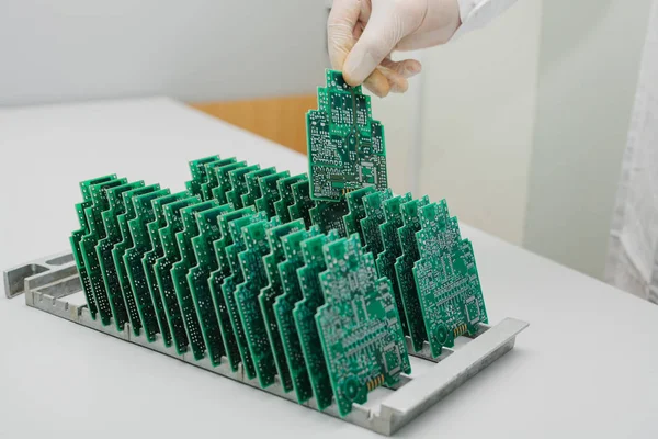 Microchip production factory. Technological process. Assembling the ...