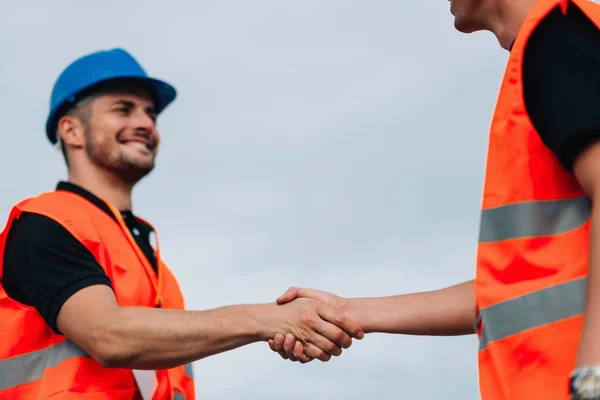 Civil Engineers Handshaking Construction Site Successful Meeting Stock ...