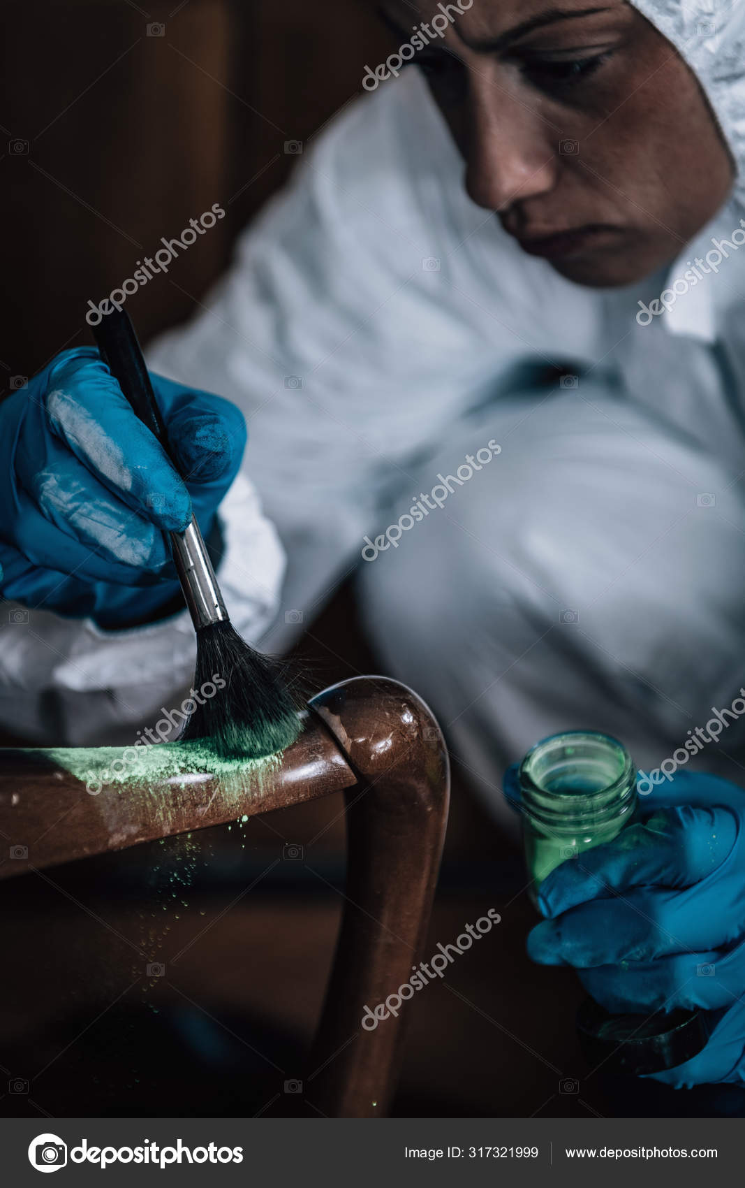 Forensic Science Police Investigator Looking Fingerprints — Stock Photo ...