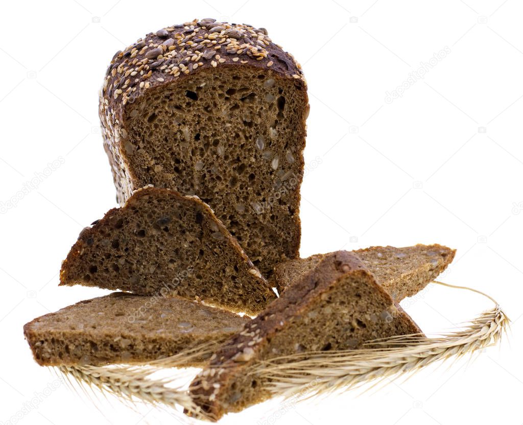 Cutting wheat bread on a white background Stock Photo by ©allaordatiy ...