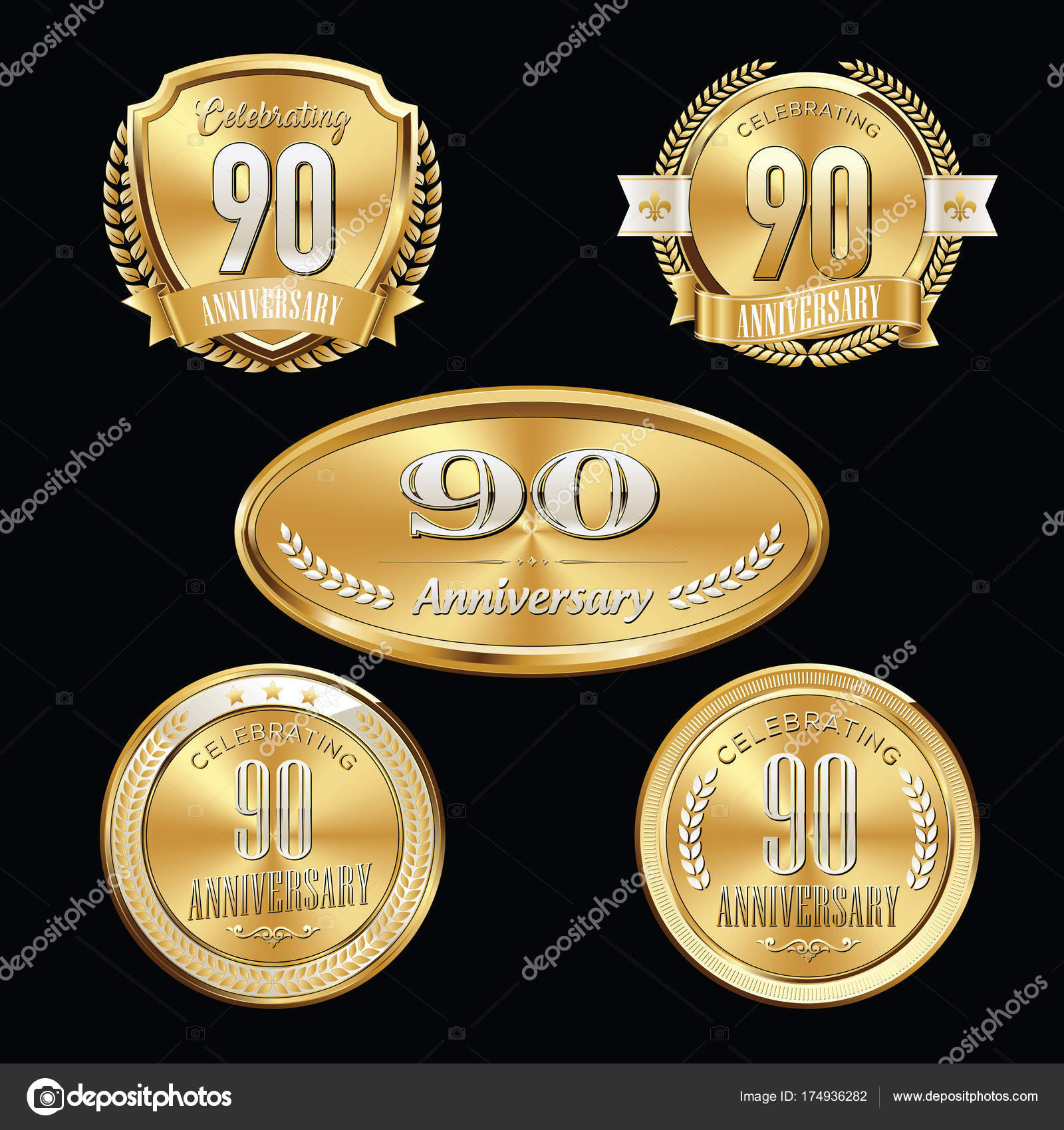Anniversary Badge Luxury Set 90Th Anniversary Stock Vector Image by ...