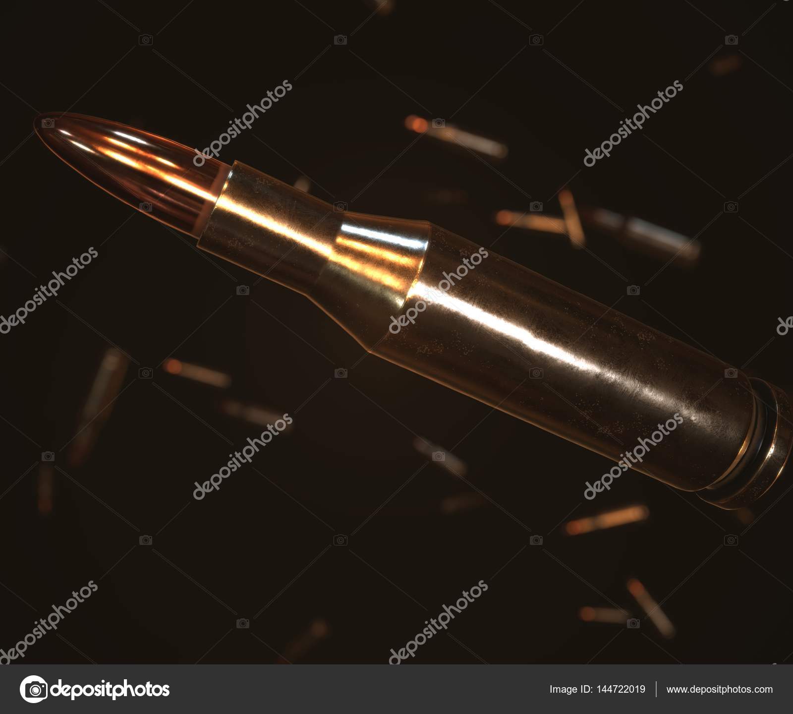 Ominously Lit Rifle Bullet Floating in Black Space — Stock Photo ...