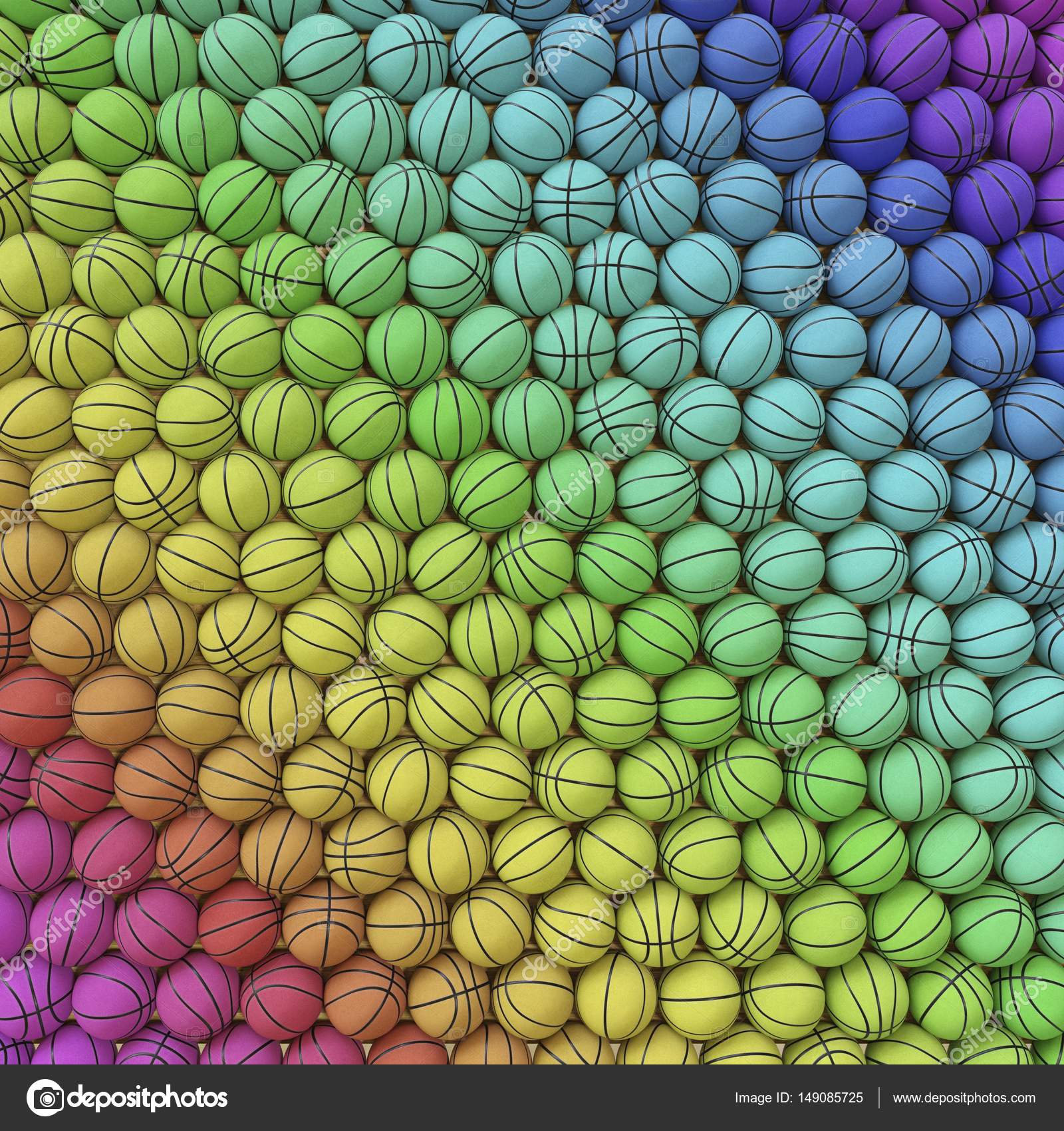 Aerial Perspective on a Huge Ordered Grid of Colourful Basketballs ...