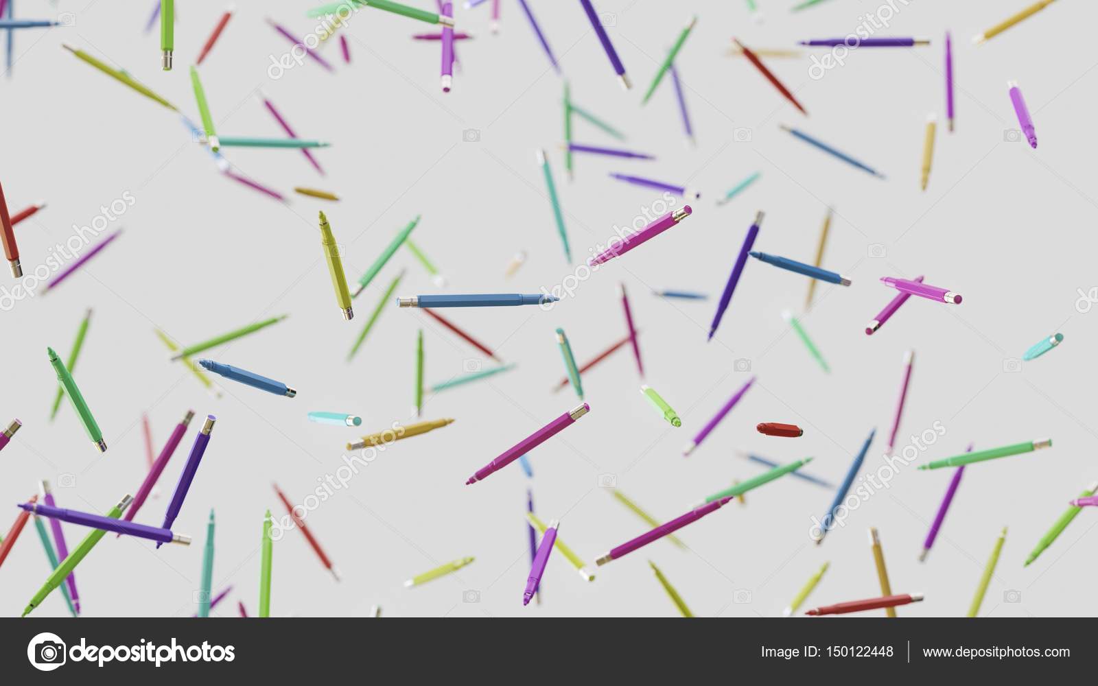 Variously Colored Finepoint Mechanical Drawing Pens Floating in White ...