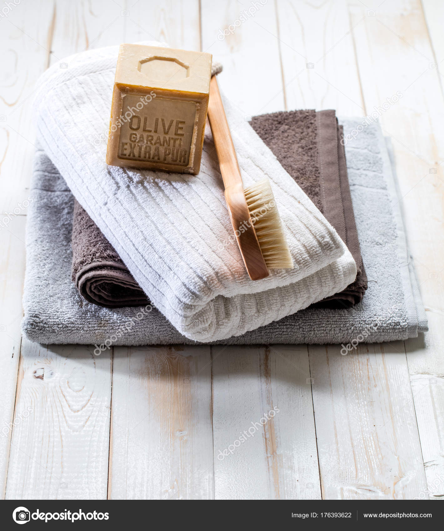 Authentic washing up over pure wooden background, top view Stock Photo ...