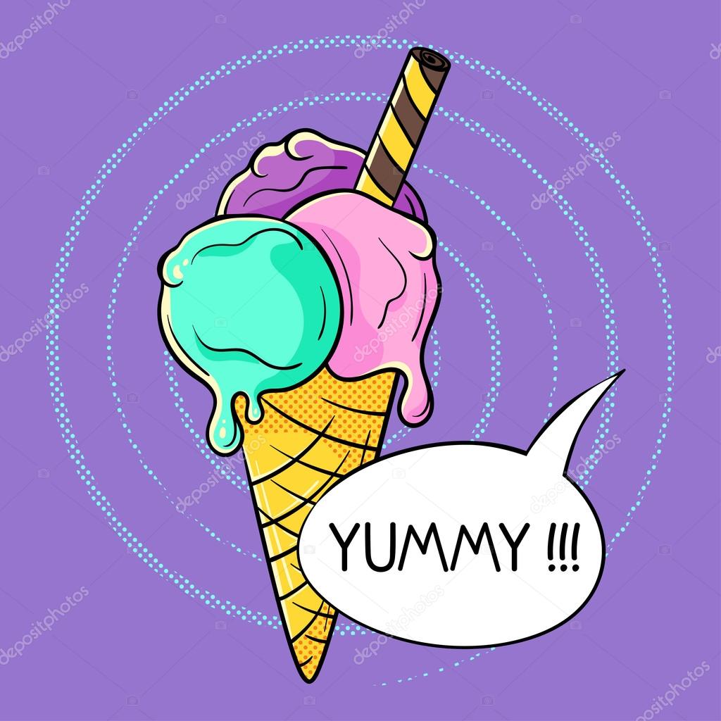 Vector dibujado a mano ilustraci n de arte pop de helado. 2024