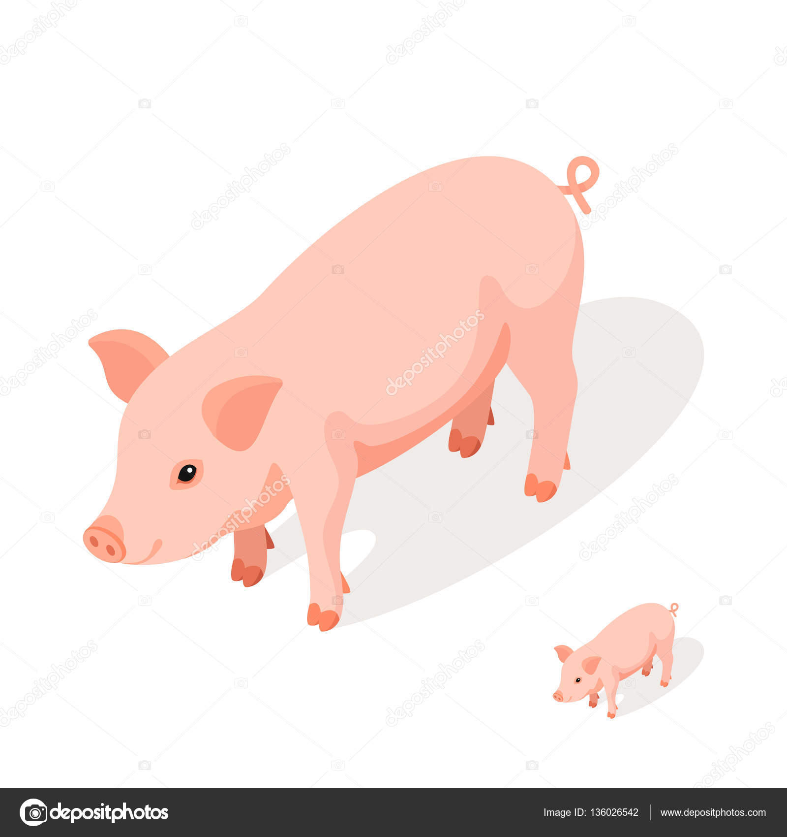 Isometric 3d vector illustration of pink pig Stock Vector by ...