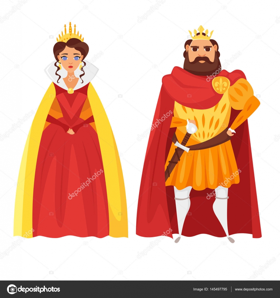 Ilustración de estilo de dibujos animados vectoriales de rey y reina ...
