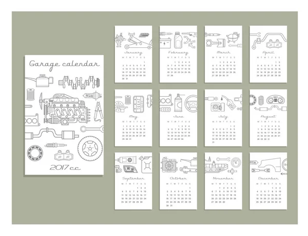 Hand drawn calendar for garage — Stock Vector © WINS86 #135120916