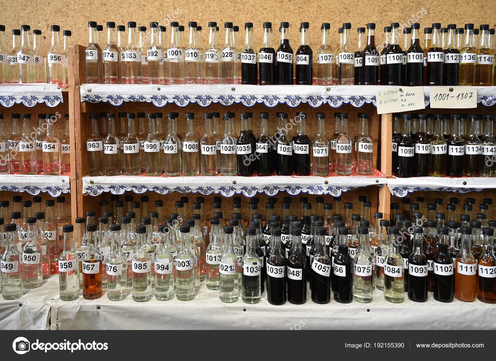 Bottles Alcohol Traditional Moravian Tasting Hard Liquors — Stock Photo ...