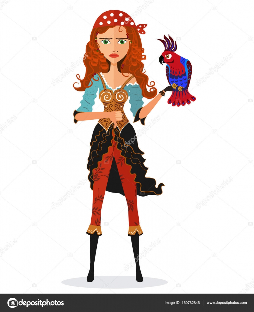 Cute Pirate Girl Isolated White Background Stock Vector Image By ©nikolay Dzhi 160782846