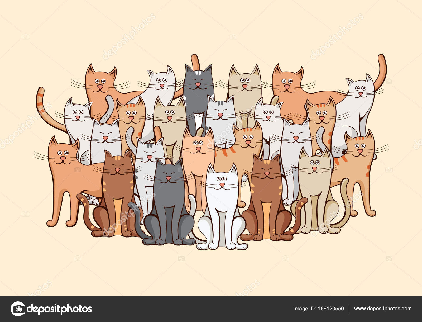 A large crowd of cats — Free Stock Vector © homari #166120550