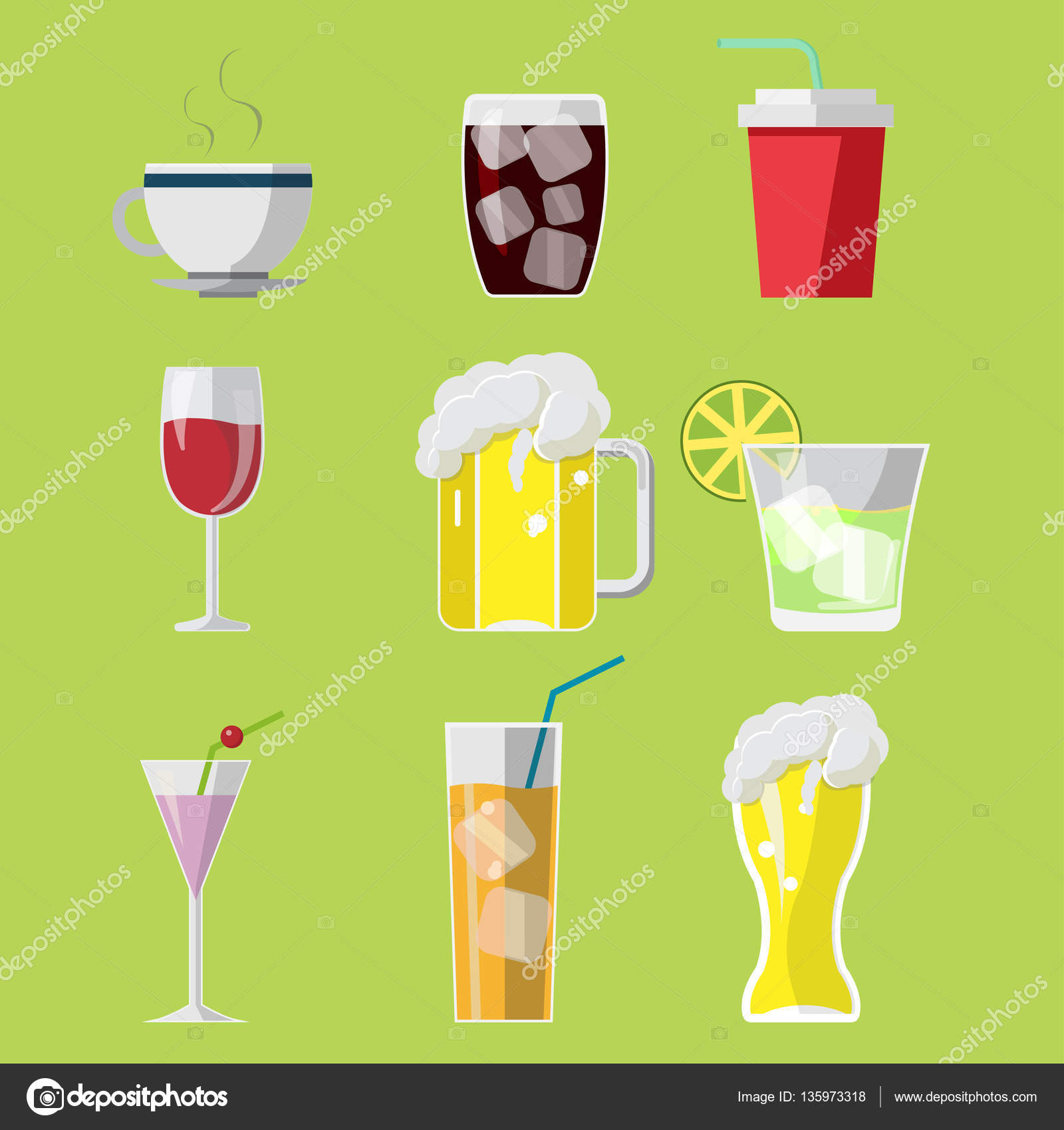 Beverage Drink Icons Symbols Set Vector Stock Vector by ©pszaber.gmail ...