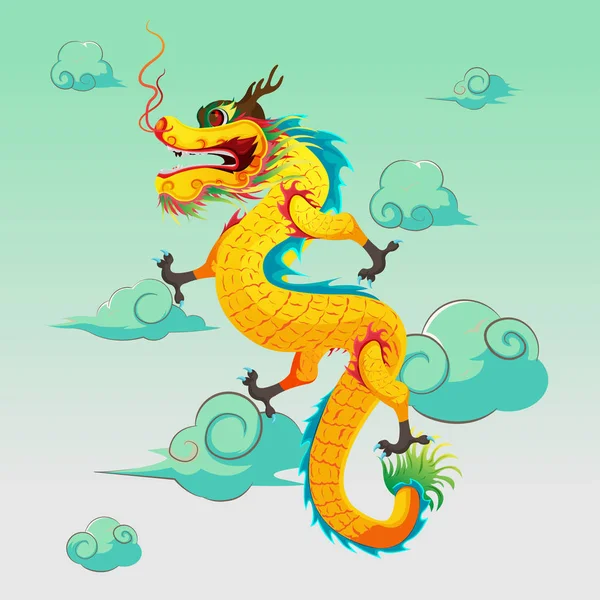 Chinese dragon flying in the sky — Stock Vector © ensiferum #2133844