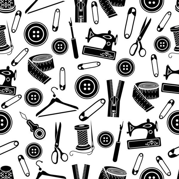 Set of vector icons sewing tools. Black sewing supplies on white ...