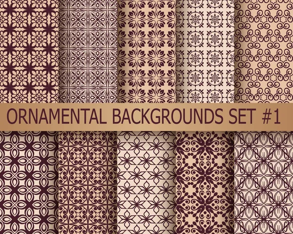 Collection of seamless ornamental patterns. Template for design Stock ...