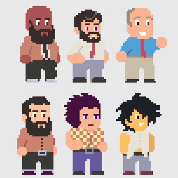 Pixel art 8-bit people characters — Stock Vector © chuckchee #82602574